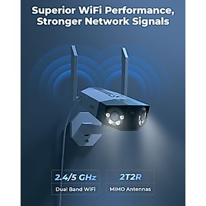 REOLINK Duo WiFi - 2K 4MP Outdoor WiFi Cameras for Home Security, Ultra-Wide Angle Security Camera, Color Night Vision, Person/Vehicle Detection, 2.4/5 GHz WiFi, Two-Way Audio, IP66 Waterproof