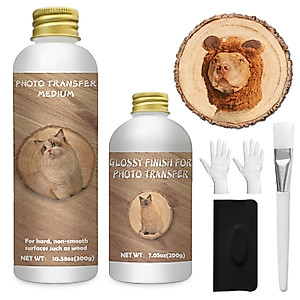 1DFAUL Gloss Photo Transfer Medium Kit, Gel Medium for Photo Transfer, with Gloss Varnish, Pattern Transfer Gel to Wood & Other Hard Surfaces, DIY Crafts, Decorating Furniture, Personalized Gifts