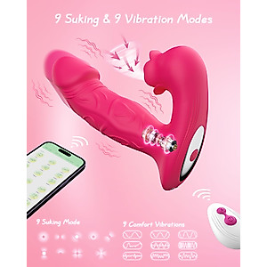 Rose Vibrator Toy for Woman,Sucking Dildo Stimulator with 9 Sucker Vibrators Modes,Remote Control G Spot Nipple Stimulation Sex Toys,Anal Plug for Adult Sex Toy for Woman Female Couples