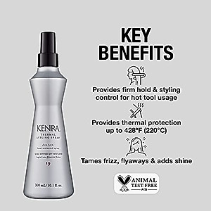 Kenra Thermal Styling Spray 19 | Heat Protection Spray | Firm Hold Heat-Activated Spray | Tames Frizz, Flyaways & Adds Shine | All Hair Types | 10 fl. Oz