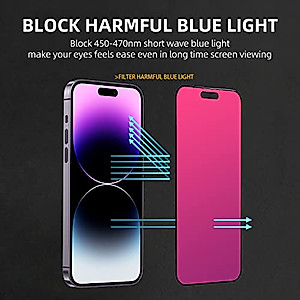 EGKimBa Privacy Screen Protector compatible with iPhone 14 Pro Max, 6.7 inch Gradient Colorful Electroplated Anti-Spy Anti-Blue Light Tempered Glass