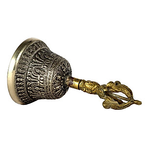ASHIRWAD Tibetan Hand Bell 4, 5 & 6 inches for Meditation & Prayer Dorje Vajra (5 inches)