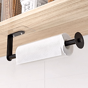 SUEH DESIGN Paper Towel Holder, Under Cabinet Paper Towel Holder Self Adhesive or Drilling Paper Towel Rack Wall Mounted Paper Towel Holder for Kitchen Bathroom