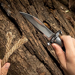 Dispatch Folding Pocket Knife Stainless Steel Mirror Blade, with Wenge Wood Handle, Back Lock Design and Hand-blocking Design for Outdoor, Tactical, Survival, and EDC