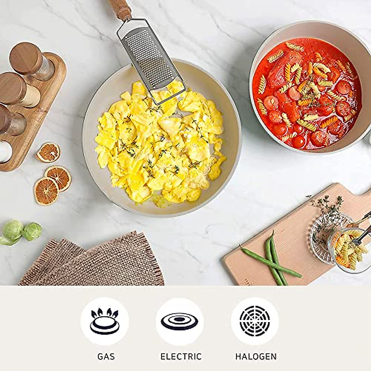 Neoflam Midas PLUS 9pc Nonstick Cast Aluminum Cookware Set, PFOA Free Kitchenware with Saucepan,Frying Pan,Stove|Oven Pot, Tempered Glass Lid and Smart Detachable Handle,Oven Safe,Space-Saving,Emerald