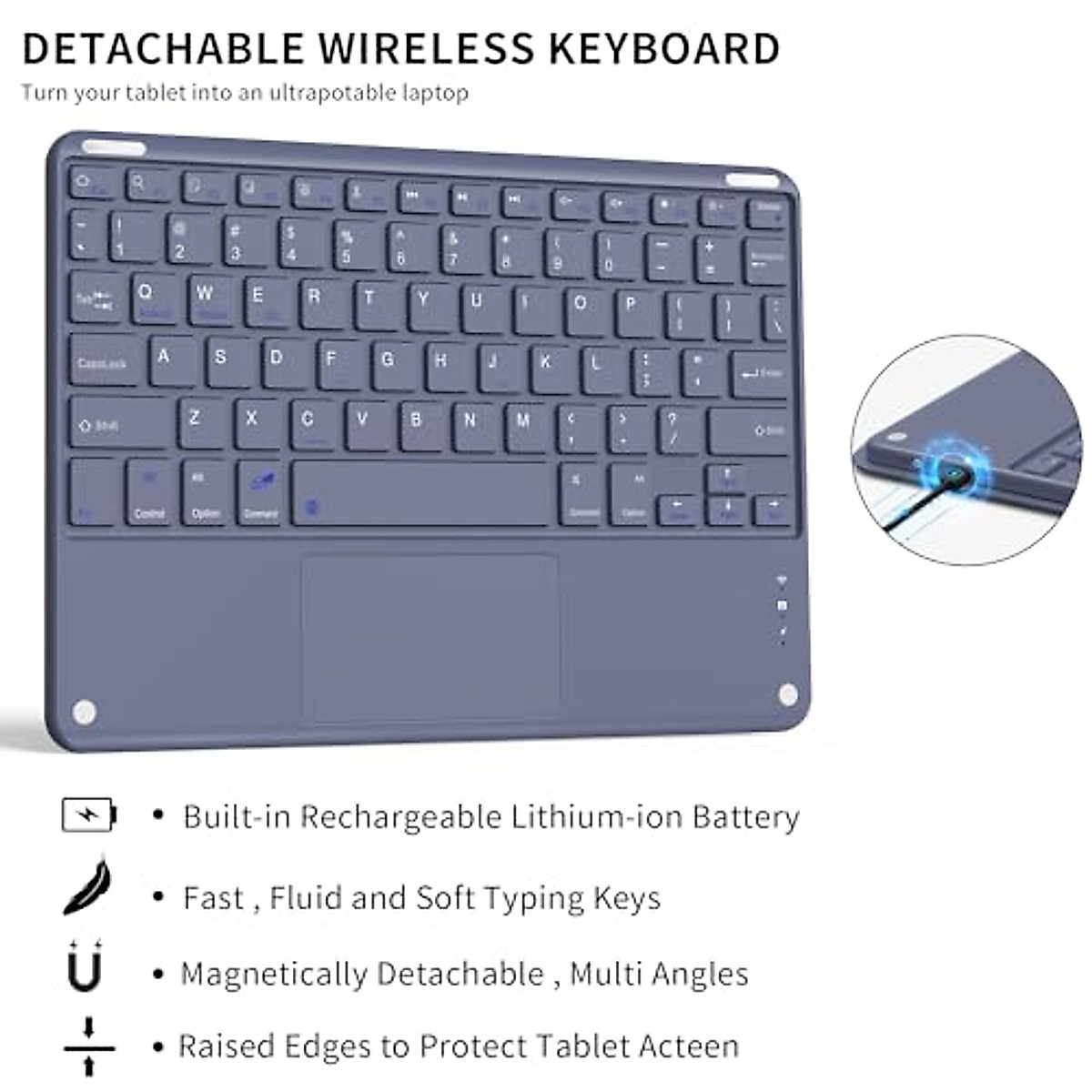 KENKE Keyboard Case for New iPad Air 11 Inch 2024 (M2) / iPad Air 5th Gen 2022 / Air 4th Gen 2020 10.9 Inch with Pencil Holder, Smart Magnetically Detachable Bluetooth Touchpad Keyboard, Purple