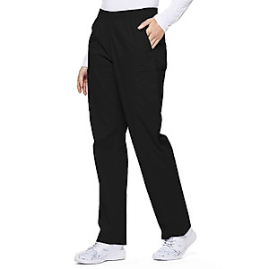 Dickies Women's Signature Elastic Waist Scrubs Pant, Black, Large