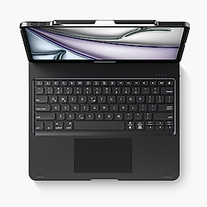 edaiser Swivel Keyboard Case for Apple iPad Pro 12.9 inch 6th Generation 5th 4th 3rd Gen; Wireless Rotatable Cover with Pencil Holder, Multi-Touch Trackpad, Backlit, Black