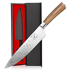 imarku Chef Knife - Pro Kitchen Knife 8 Inch Chef's Knives Japanese SUS440A Stainless Steel Sharp Paring Knife with Ergonomic Handle, Golden handle, Christmas Gifts for Women Men
