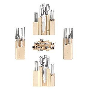 Cangshan TN1 Series 1021967 Swedish 14C28N Steel Forged 14-Piece DENALI Magnetic Knife Block Set, Maple
