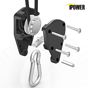 iPower GLROPEX6 6-Pair 1/8 Inch 8-Feet Long Heavy Duty Adjustable Rope Clip Hanger (150lbs Weight Capacity) Reinforced Metal Internal Gears, 6 Pack, black