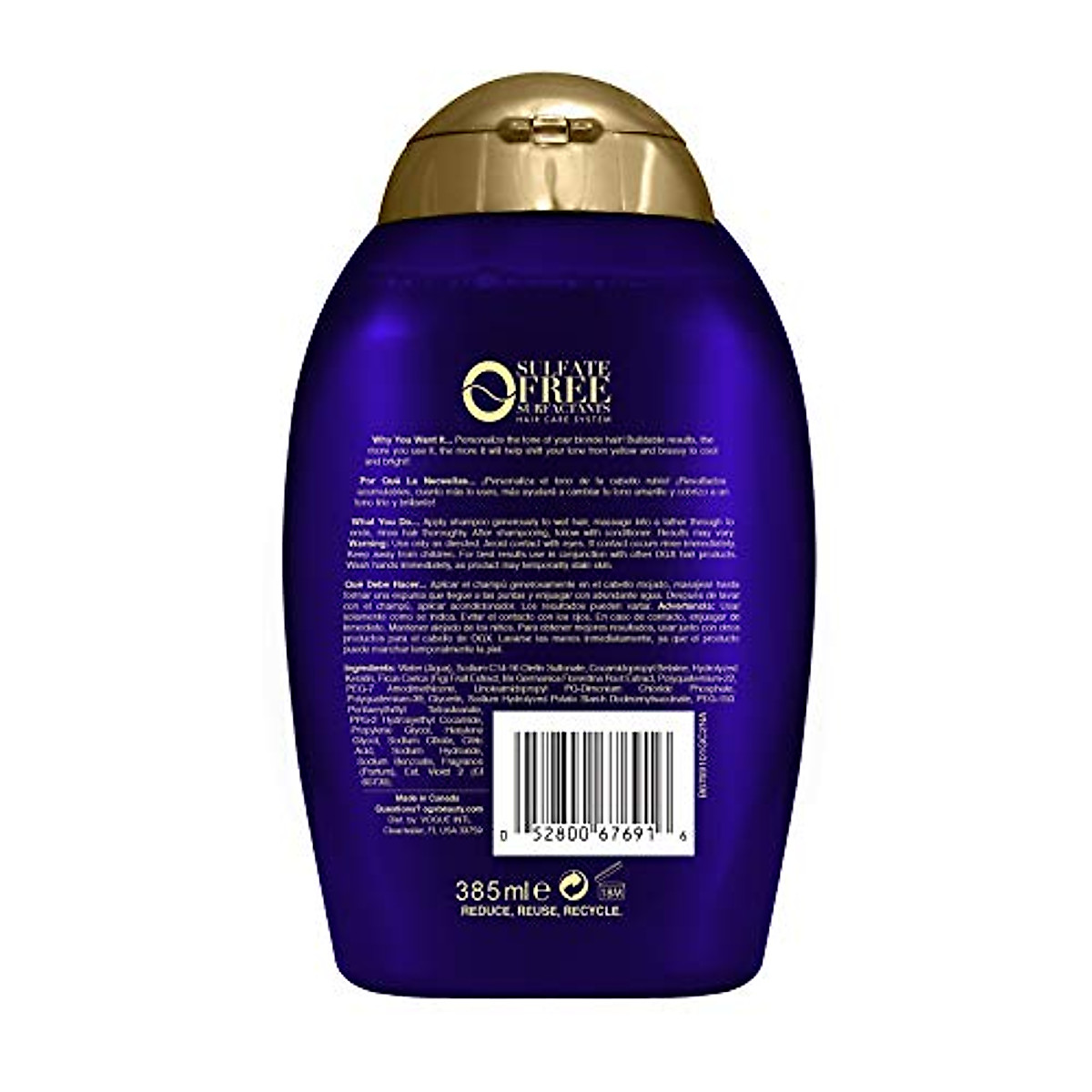 OGX Impecca-Blonde Purple Toning Shampoo, 13 fl oz