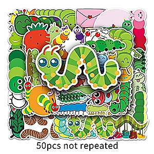 Caterpillar Stickers |50Pcs Caterpillar Waterproof Vinyl Decals for Water Bottles Bicycle Laptop Refrigerator Luggage Computer Mobile Phone Skateboard Bike Décor