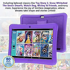Contixo Kids Tablet K102-10-inch HD, Ages 3-7 Toddler Tablet, Parental Control, Android 10, 64GB, WiFi, Learning Tablet for Children with Disney E-Book Pre-Installed, Kid-Proof Case, Purple
