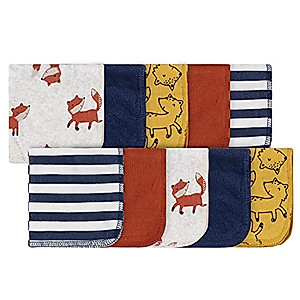 Gerber Baby 10-Pack Terry Washcloths, Blue Fox, One Size