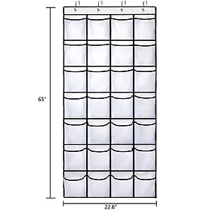 REGELOGO 28 Large Pocket Over the Door Shoe Organzier, Hanging Shoe Rack for Door Large Capacity Shoe Organizer Holder with 4 Metal Hooks
