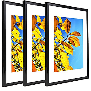 Aynoo 11x14 Picture Frame Black Set of 3 Pack 11x14 Picture Frames Display Pictures 6x8 11x14 Wall Mounting Thin Border Photo Frame for Wall,Black, 3Pack