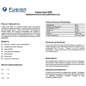 Mist Coolant for Metal Cutting Applications | Fusion Cool 2255 | Premium Synthetic Metalworking Fluid (1 Gallon)