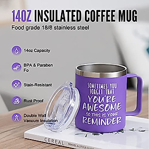 NOWWISH Inspirational Gifts for Women, Sometimes You Forget You're Awesome Coffee Mug, Thank You Gifts, Mothers Day Gifts, Funny Birthday Gifts for Coworker, Best Friend, Mom, Wife - Purple