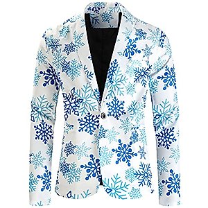 Stylish Christmas Suits for Men - Santa Claus Costumes, One Button Ugly Christmas Jacket & Blazer for Party, Prom, Wedding