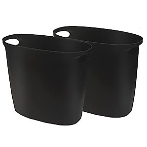 Feisco Small Trash Can,2.6 Gallon Plastic Bathroom Wastebasket Garbage Can for Bathroom Bedroom Kitchen Office (Pack of 2, Black)