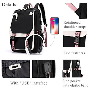 With USB Interface Secondary School Students Travel Outdoor Backpack Colorful Schoolbag For Teen Girls