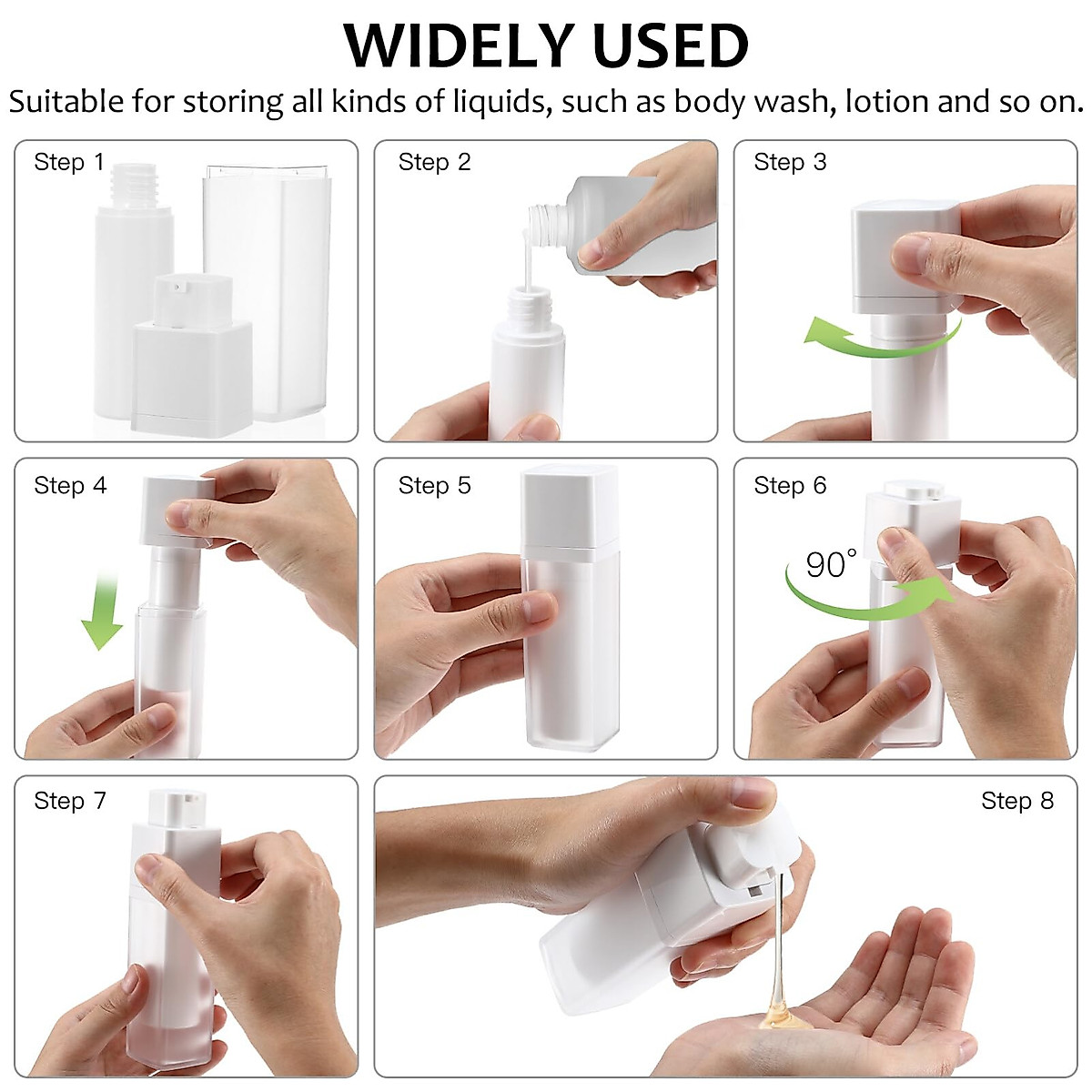 Beaupretty 3pcs Lotion Dispenser With Pump Reusable Vacuum Bottles Frosted Airless Pump Jar Reusable Square Cosmetic Liquid Holders