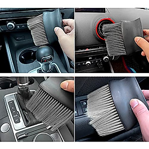 Ajxn Auto Interior Dust Brush, Car Cleaning Brushes Duster, Soft Bristles Detailing Brush Dusting Tool for Automotive Dashboard, Air Conditioner Vents, Leather, Computer,Scratch Free (Black)