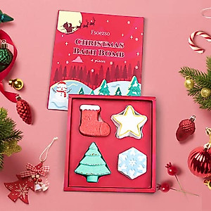 Stocking Stuffers - Bath Bombs 4 Packs Bubble Bath Bombs Christmas Tree , Christmas Gifts for Women and Men, Great Gift Set for Children’s Christmas Box, Christmas for Boys and Girls