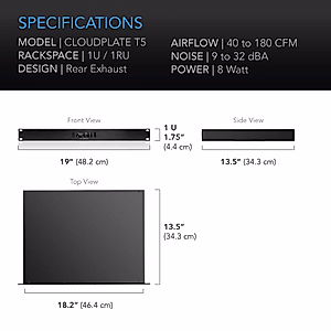 AC Infinity CLOUDPLATE T5, Rack Mount Fan 1U, Rear Exhaust Airflow, for Cooling AV, Home Theater, Network 19” Racks