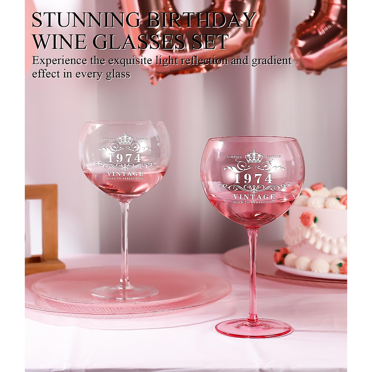 OUHT 50th Birthday Gifts for Her-50th Birthday Wine Glasses Gift Set,Cool Wine Gifts for 50 Years Old Bday Gifts Idea for Women, Friends, Daughter, Sister, Mom