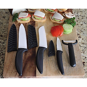 Miracle Blade IV World Class Professional Series White Ceramic 7-piece Knife Set with Protective Blade Covers