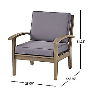 Christopher Knight Home Keanu Outdoor Wooden Club Chairs (Set of 2), Gray/Dark Gray