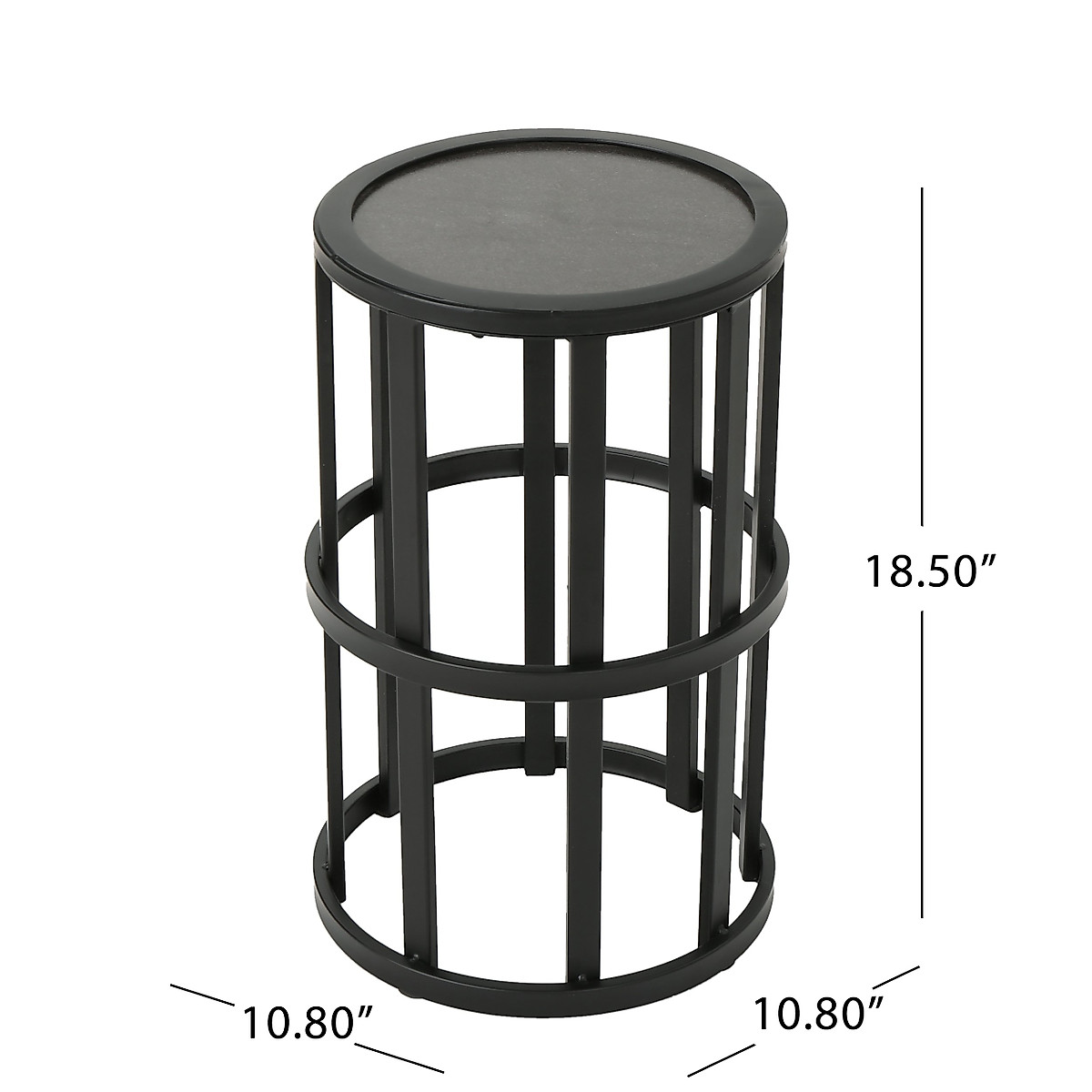 Christopher Knight Home Truda Outdoor 11 Inch Grey Finish Ceramic Tile Side Table, Black Metal