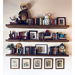 Joel's Antiques - 60 Inch Wooden Floating Shelves for Wall - Made of Natural Wood - Long Heavy Duty Rustic Fireplace Mantel & Book Shelf - Perfect for Living Room - Mocha 60x10x2 in