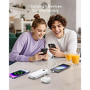 ANOUV 2-Pack Portable Charger with Built-in Cables&AC Wall Plug,10000mAh Power Bank,PD 22.5W USB-C Fast Charging External Battery Pack with LED Display for iPhone 16/15/14 iPad Samsung S22 S21 Galaxy