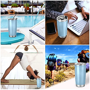 innewgogo Light Blue 20 oz Stainless Steel Vacuum Insulated Tumbler for Women Men Reusable Water Bottle with Leak-proof Lid & Straw Thermal Cup for Home Office School Gym Water Iced Tea Coffee
