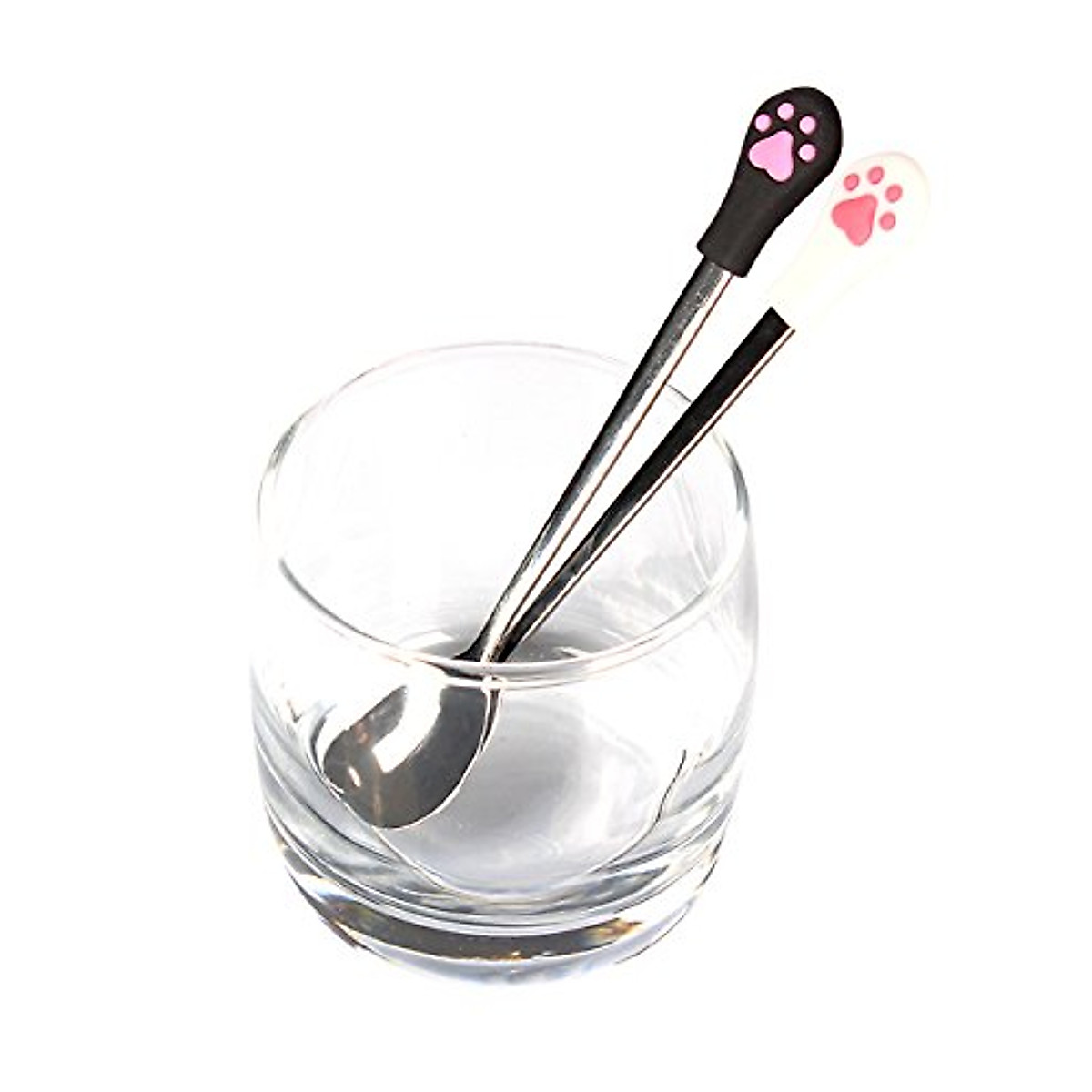 Silicone Head Cat Paw Design Stainless Steel Coffee/Tea/Dessert/Drink/Mixing/Milkshake Spoon Tableware Flatware Gadgets Hanging Spoon Hanging Spoon