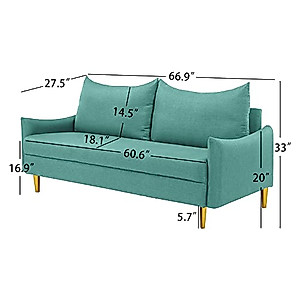 Hdxdkog Loveseat Sofa, 67'' Mid Century Modern Small Love Seat for Small Space, Upholstered 2 Seater Sofa Comfy Couch Furniture for Living Room, Bedroom Apartment (Light Green)