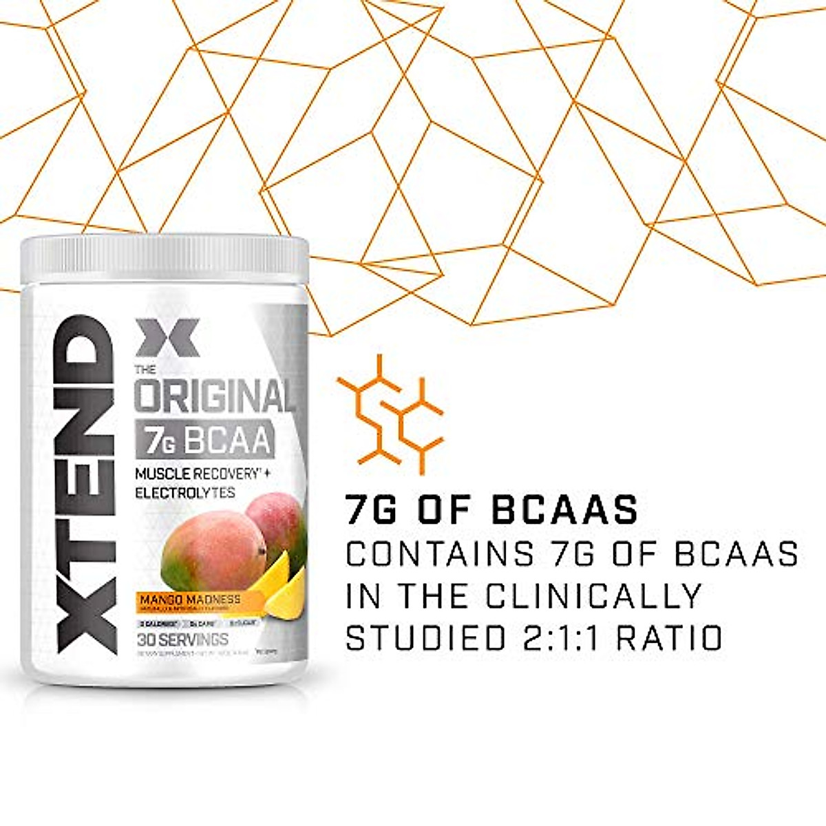 Xtend Original BCAA Powder Mango Madness, Sugar Free Post Workout Muscle Recovery Drink with Amino Acids for Men & Women, 14.8 Oz