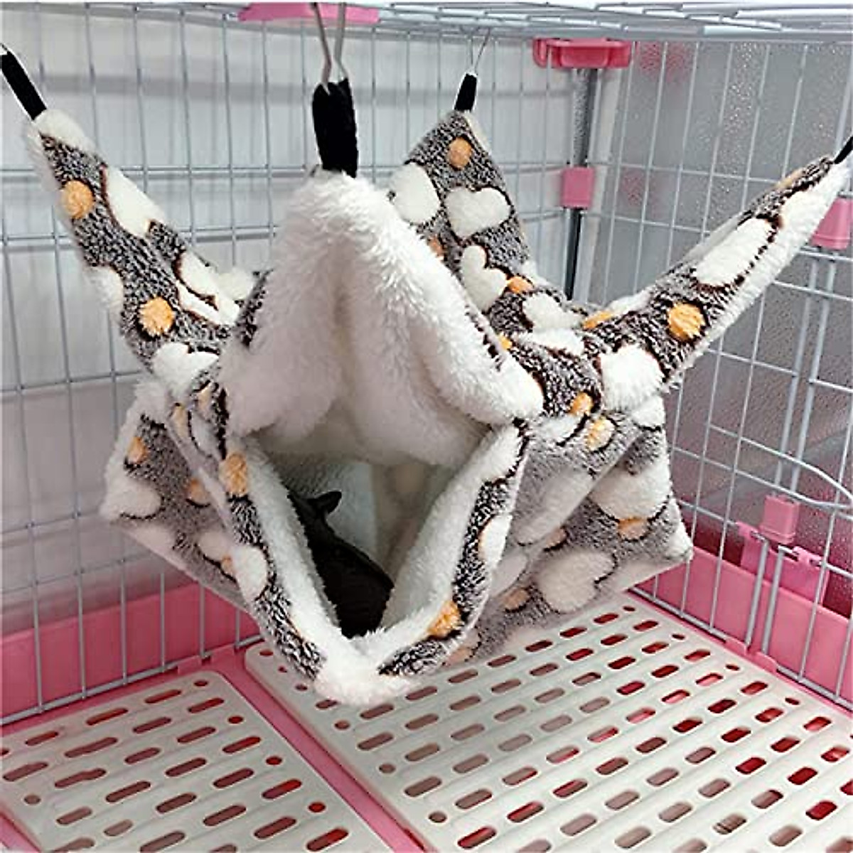 Durable and DeftSmall Pet Cage Hammock Bunkbed Sugar Glider Hammock, Guinea Pig Cage Accessories Bedding, Warm Hammock for Parrot Ferret Squirrel Hamster Rat Playing Sleeping