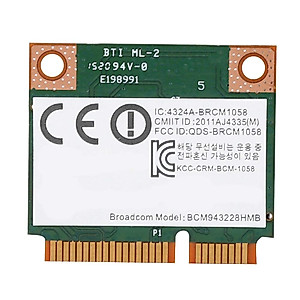 Mini PC-E Wireless Network Card,Bluetooth 4.0 300Mbps 2.4 and 5 GHz Dual-Band PCI-E Wireless LAN Card,Suitable for Broadcom BCM943228HMB,Suitable for Windows 2000/XP/VISTA/7