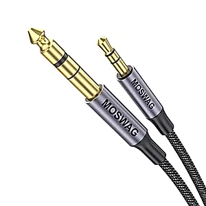 MOSWAG 6.35mm Male to 3.5mm Male TRS Stereo Audio Cable 3.28FT/1Meter with Zinc Alloy Housing and Nylon Braid Compatible for iPod Laptop Home Theater Devices Amplifiers and More