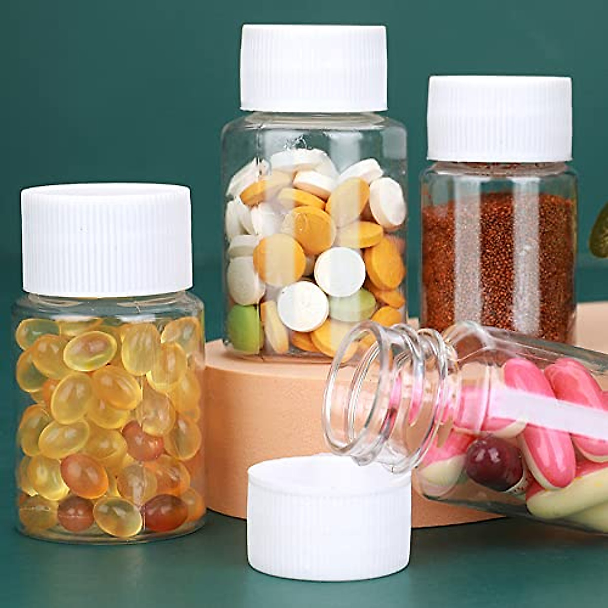 Othmro 10Pcs 5ml Plastic Bottles, Lab Cylindrical Chemical Reagent Bottle, Wide Mouth Laboratory Reagent Bottle, Sample Sealing Liquid Storage Container for Food Store Transparent