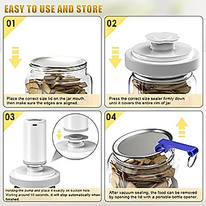 Eazy2hD Mason Jar Vacuum Sealer, Electric Vacuum Sealer for Jars Compatible with FoodSaver Canning Sealer, Jar Vacuum Sealer Attachment Kit for Food Storage with Wide & Regular Mouth Mason Jars