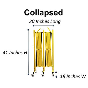 Trafford Industrial Expandable Metal Barricade, 16 Feet, Yellow and Black, Mobile Safety Barrier Gate, Retractable Traffic Fence