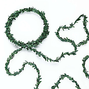 Efavormart 18FT Mini Leaf Garland, DIY Wired Artificial Vine Greenery Garland, Green Leaf Strand, Wall, Wedding, Party, Wall, Office, Backdrop Arch, Garden Decorations