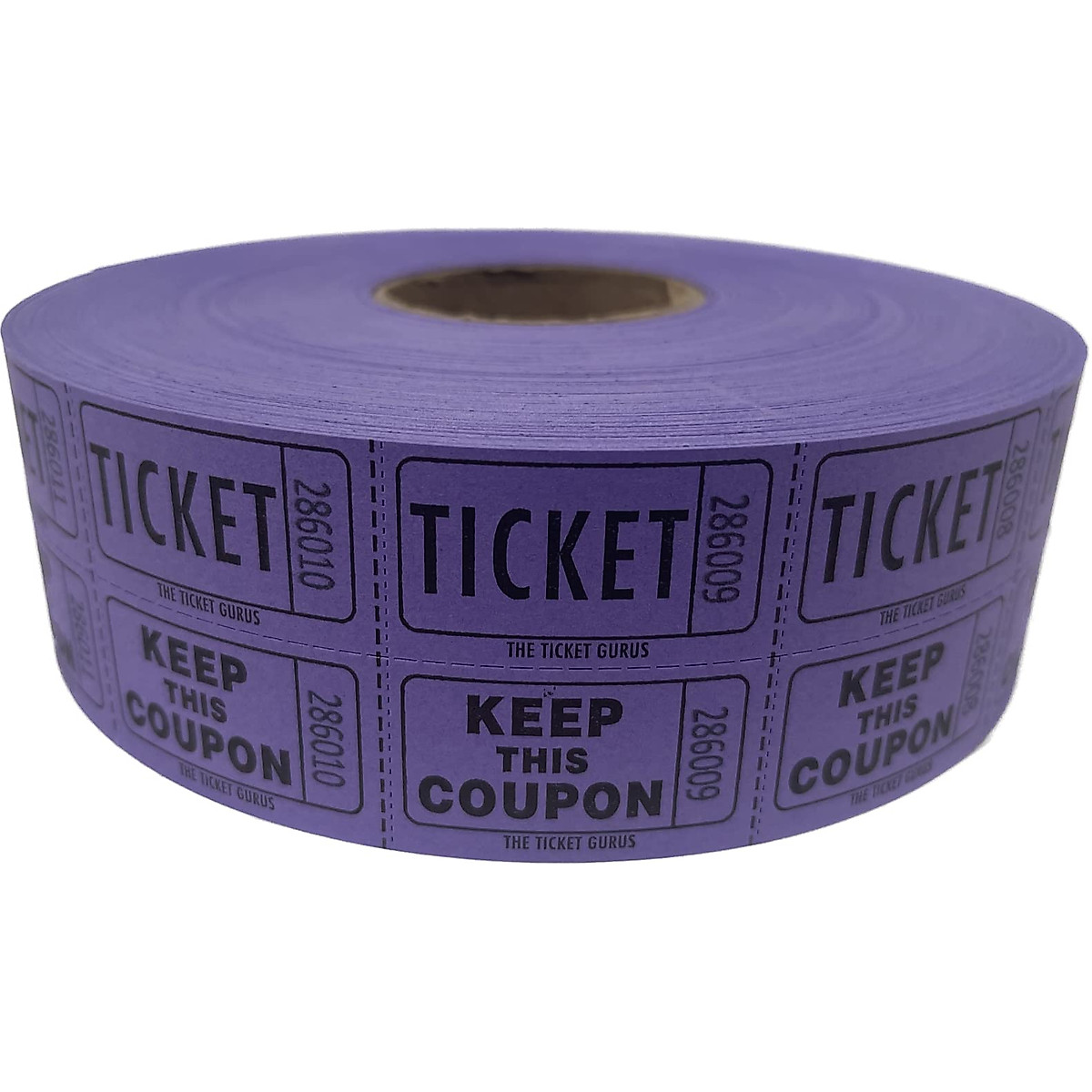 The Ticket Gurus - 4 Rolls of 2000 Double Tickets (Purple/Green/White/Yellow) - 8,000 Total 50/50 Raffle Tickets