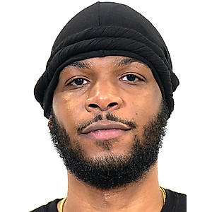 Veeta Superior Halo Turban Silk Satin Lined Head Wrap, Pre-Tied Turban for Men & Women, Turban Durag Wave Cap (Black)