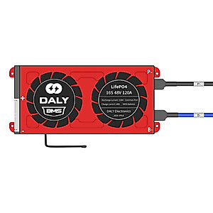 DALY Programmable Smart Lifepo4 BMS 16S 48V 120A LiFePO4 Battery Protection Board with Balance Leads Wires UART Communication for Power Converter Inverter